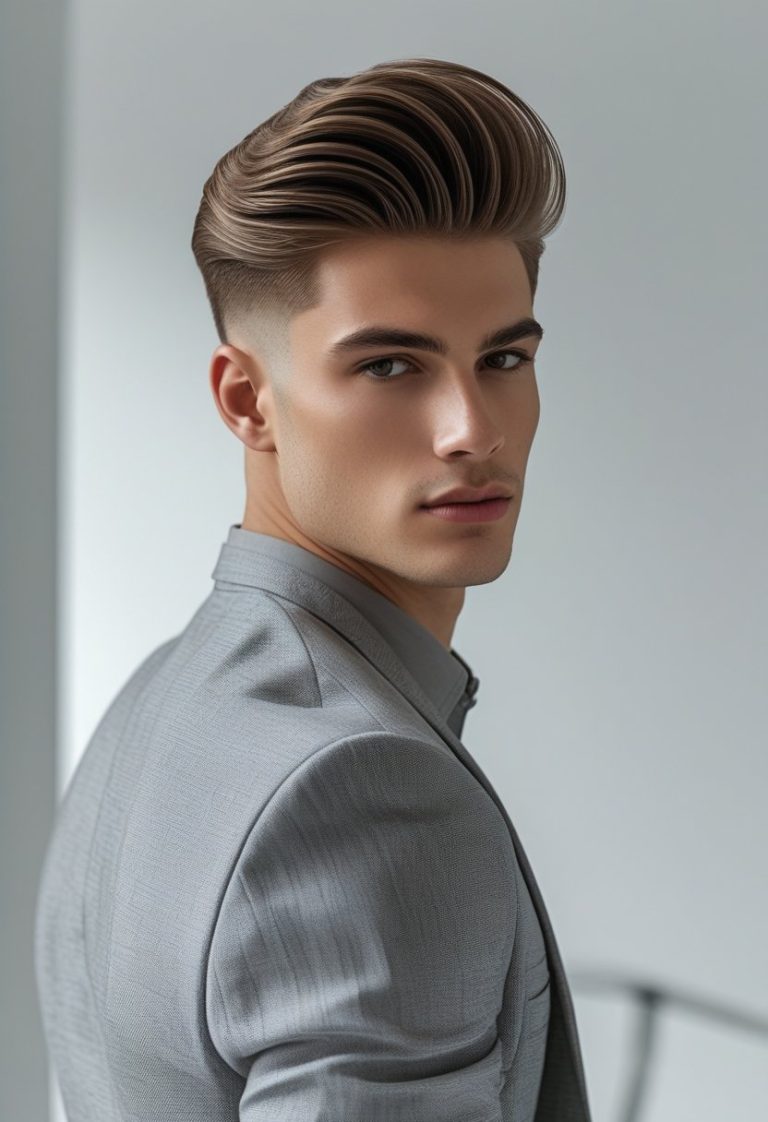 Sleek Back Hairstyle for Men: Modern, Voluminous & Polished - Burst Fade